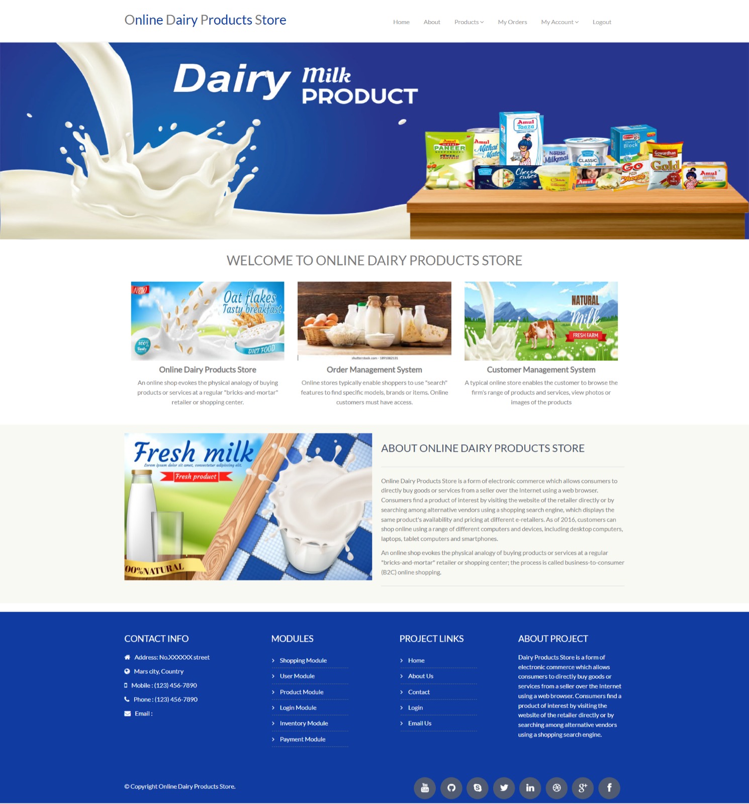 Online Dairy Products Store - Python Django MySQL Projects Free Source Code Documentation